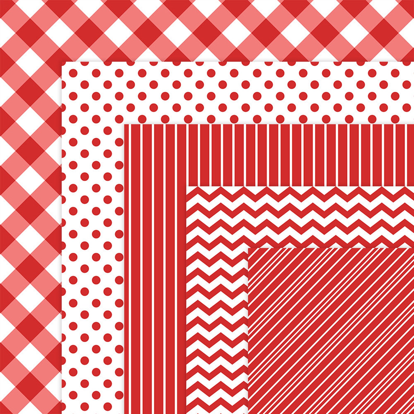 Red & White Digital Papers Red Backgrounds Scrapbook Paper | Etsy