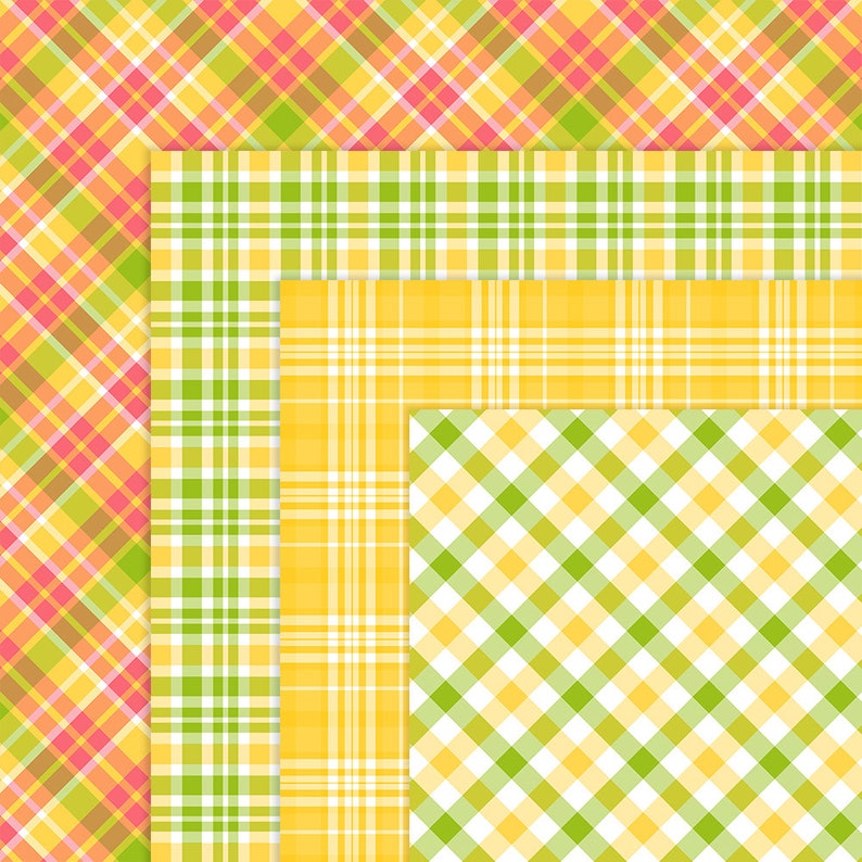 Summer Plaids Digital Paper, Plaid Background Paper, Printable Plaids ...