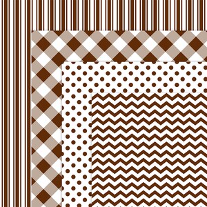 Brown & White Digital Papers, Brown Patterned Background Paper ...