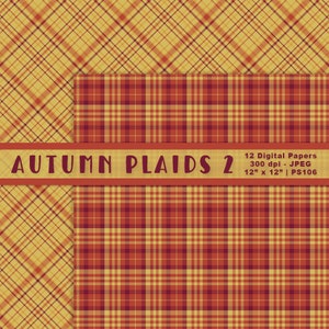 Digital Autumn Plaids, Fall Paper, Thanksgiving Plaid Paper, Fall ...