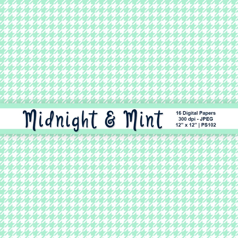 Midnight & Mint Digital Papers Deep Blue Patterns Mint Green - Etsy