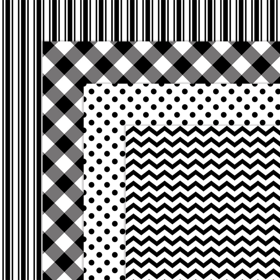 Black & White Digital Papers, Patterned Paper, Digital Scrapbook Papers ...