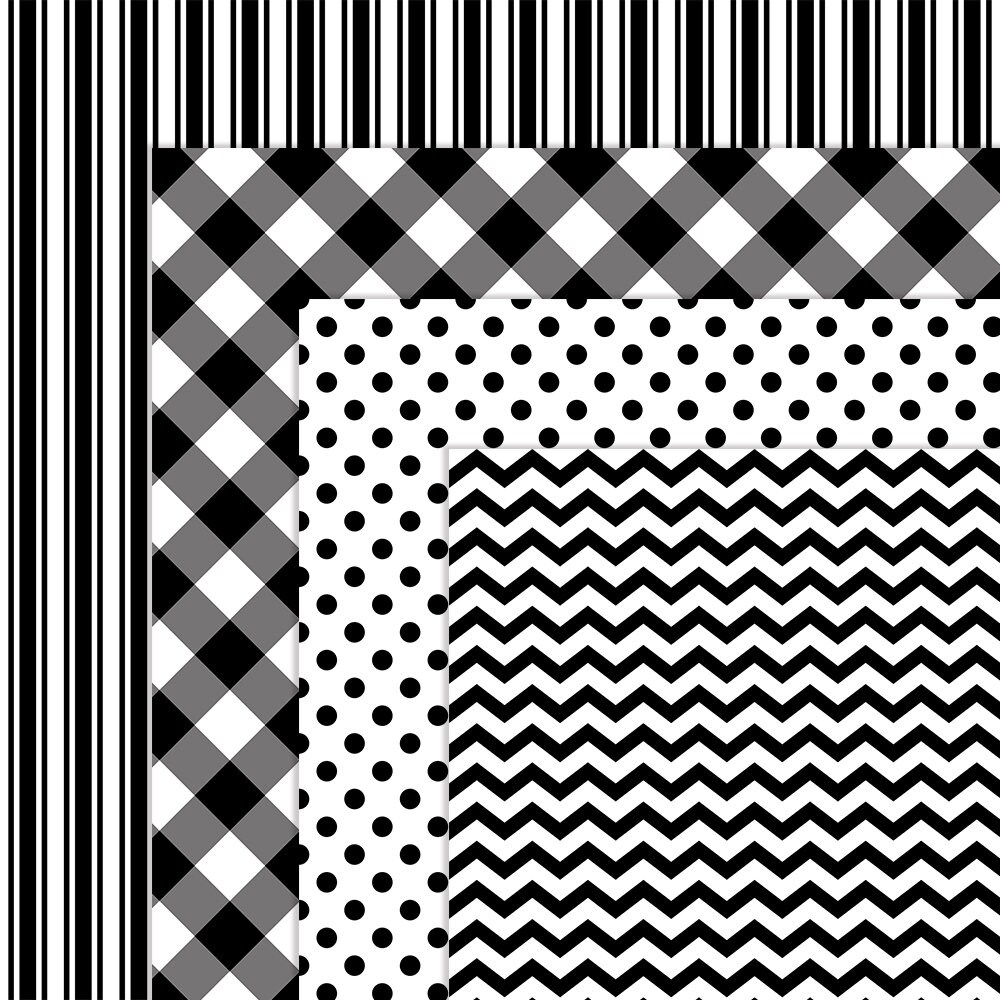 Black & White Digital Papers, Patterned Paper, Digital Scrapbook Papers ...