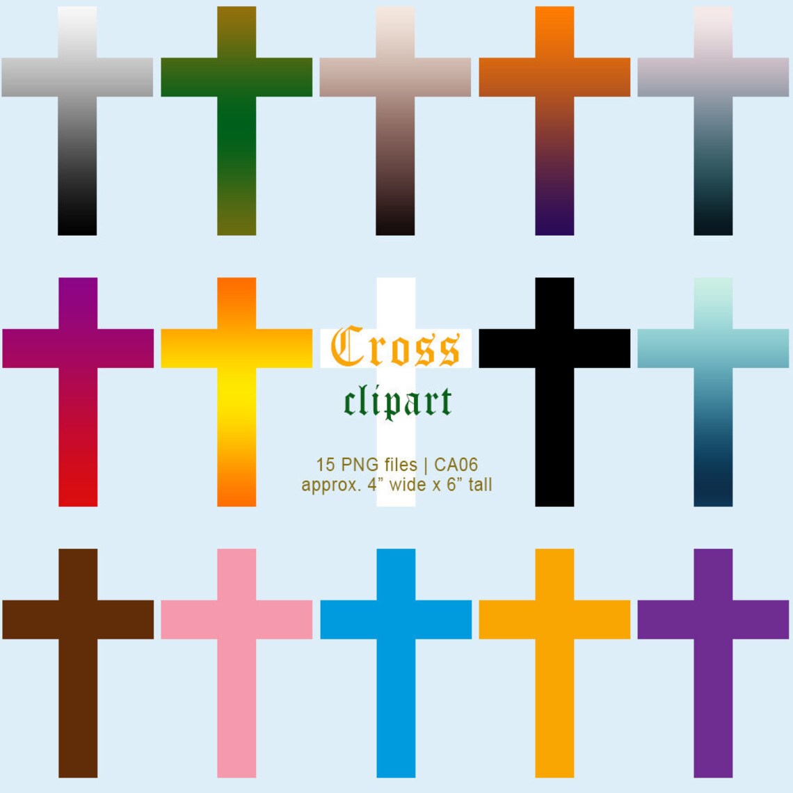 Christian Crosses Clipart Easter Cross Clipart Rainbow - Etsy