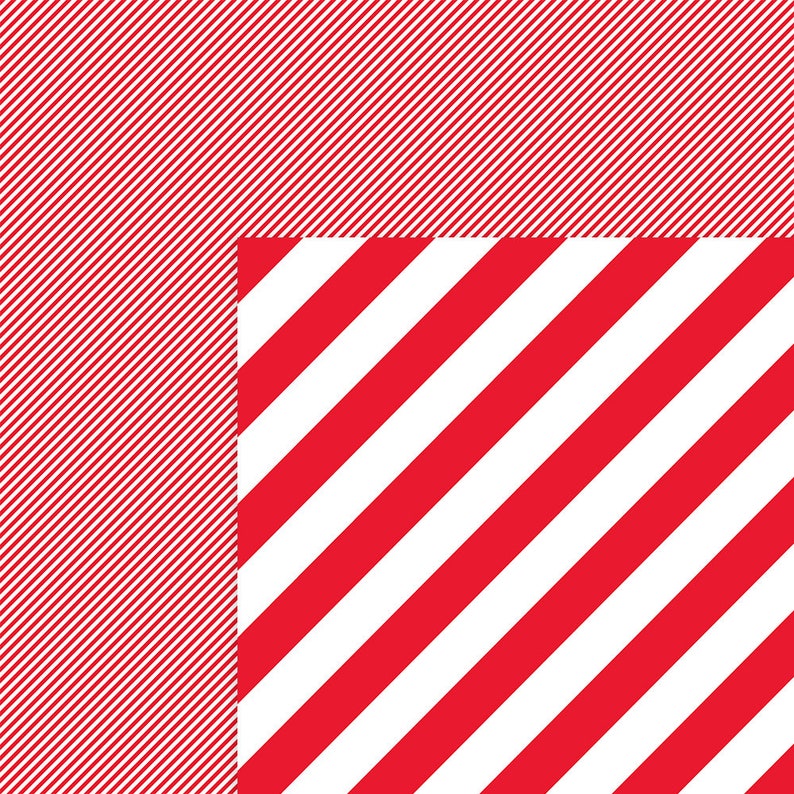 Red & White Striped Digital Paper, Vertical and Diagonal Stripes ...