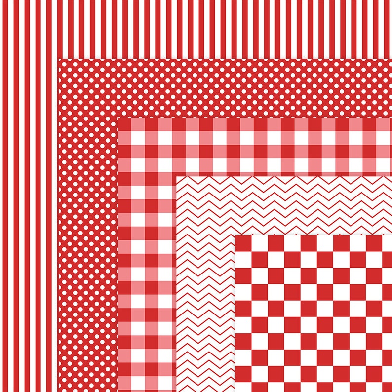Red & White Digital Papers Red Backgrounds Scrapbook Paper | Etsy