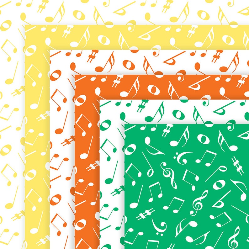 Music Notes Digital Paper Musical Note Scrapbook Paper | Etsy