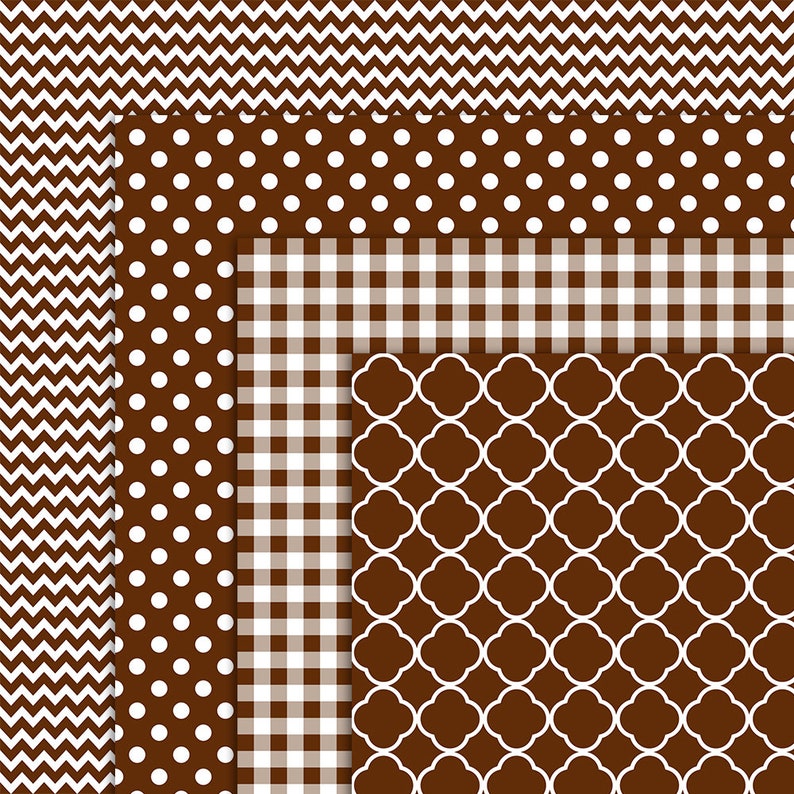 Brown & White Digital Papers, Brown Patterned Background Paper ...