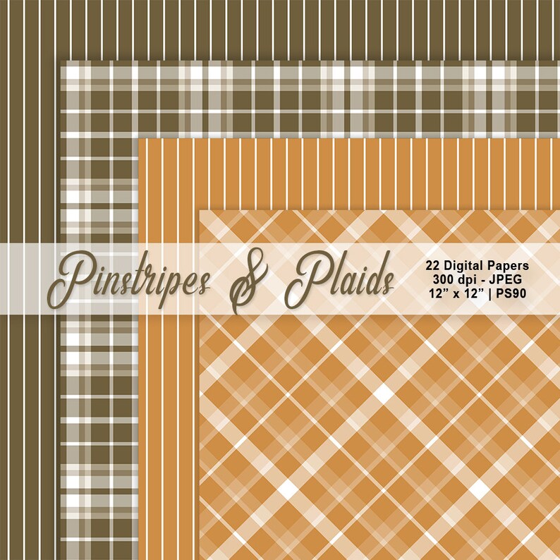 Pinstripes & Plaid, Digital Scrapbook Paper, Plaid Background ...