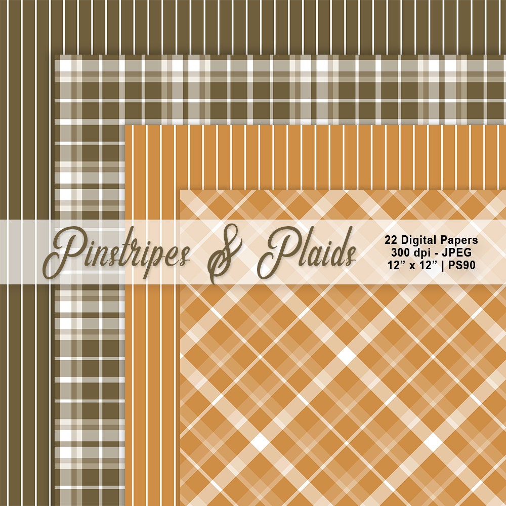 Pinstripes & Plaid Digital Scrapbook Paper Plaid Background | Etsy