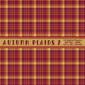 Digital Autumn Plaids, Fall Paper, Thanksgiving Plaid Paper, Fall ...