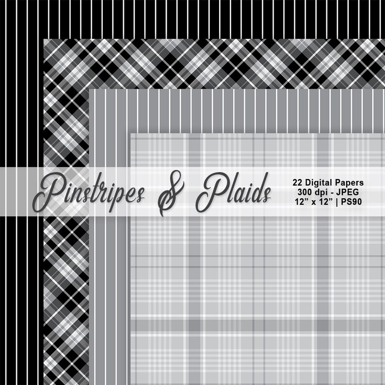 Pinstripes & Plaid, Digital Scrapbook Paper, Plaid Background ...