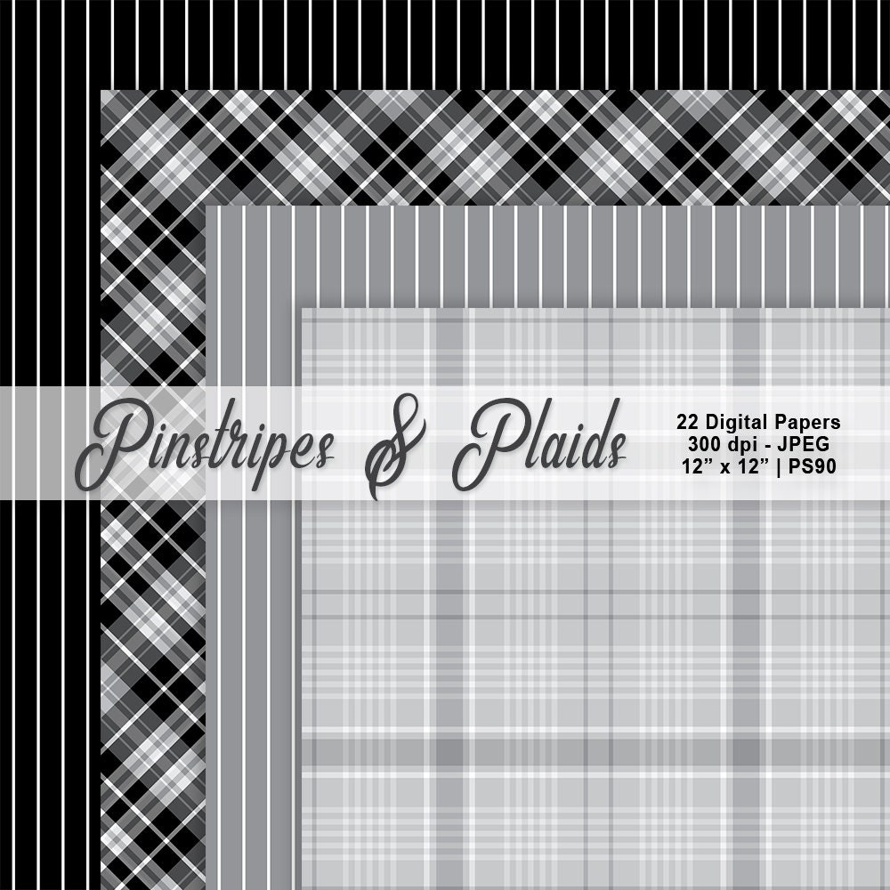 Pinstripes & Plaid Digital Scrapbook Paper Plaid Background | Etsy
