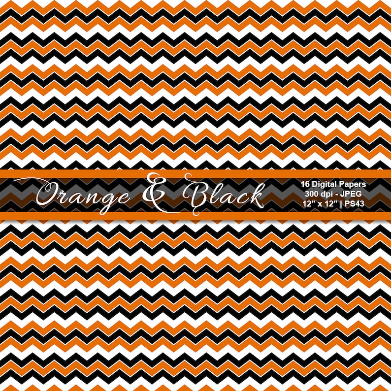 Orange and Black Digital Paper, Halloween Background Papers, Orange and ...
