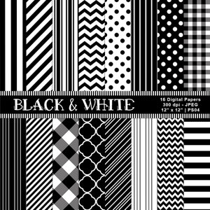 Black & White Digital Paper Bundle, Digital Background Paper, Digital ...