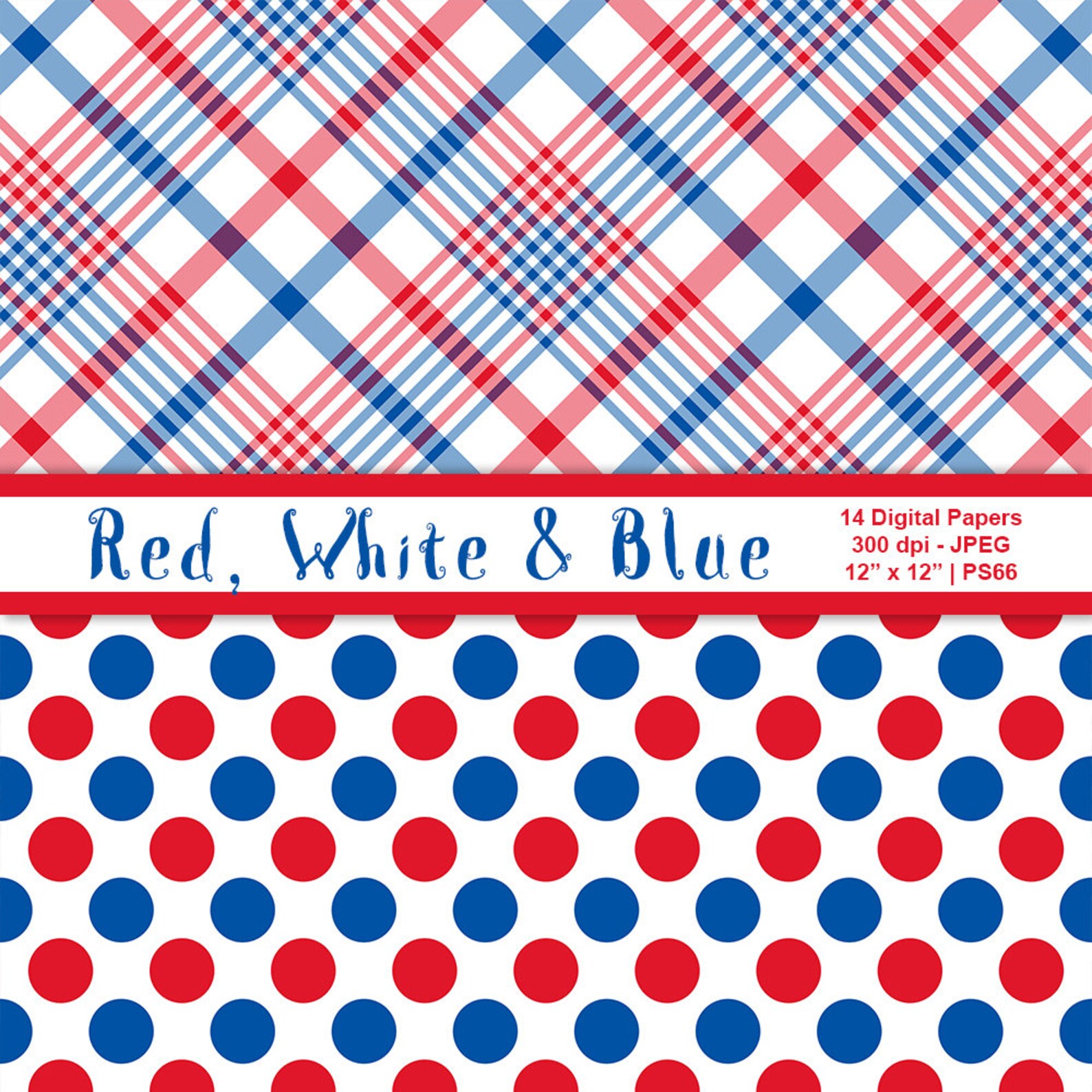 Red White & Blue Digital Paper Patriotic Paper Independence | Etsy