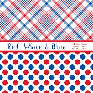 Red White & Blue Digital Paper, Patriotic Paper, Independence Day, July ...