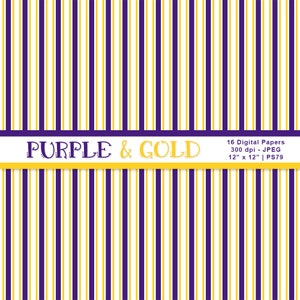 Purple & Gold Digital Papers, School Colors, Printable Digital ...