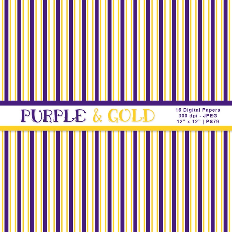 Purple & Gold Digital Papers, School Colors, Printable Digital ...
