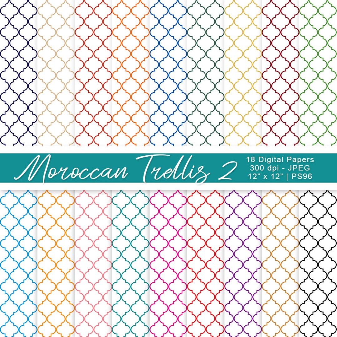 Moroccan Trellis Paper, Quatrefoil Digital Papers, Background Papers ...