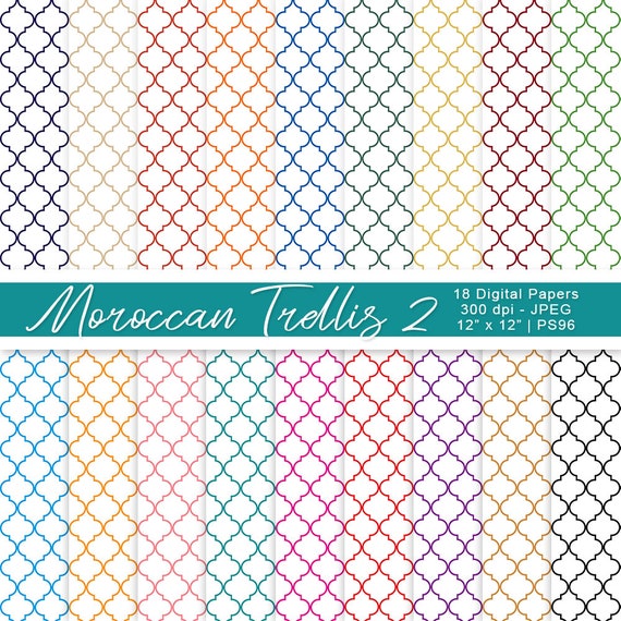 Moroccan Trellis Paper Quatrefoil Digital Papers Background | Etsy