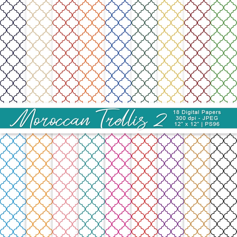 Moroccan Trellis Paper, Quatrefoil Digital Papers, Background Papers ...