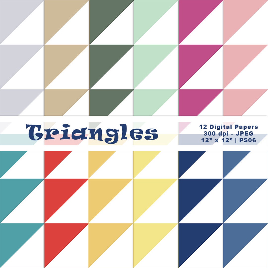 Triangle Papers, Geometric Paper, Digital Scrapbook Papers, Backgrounds ...