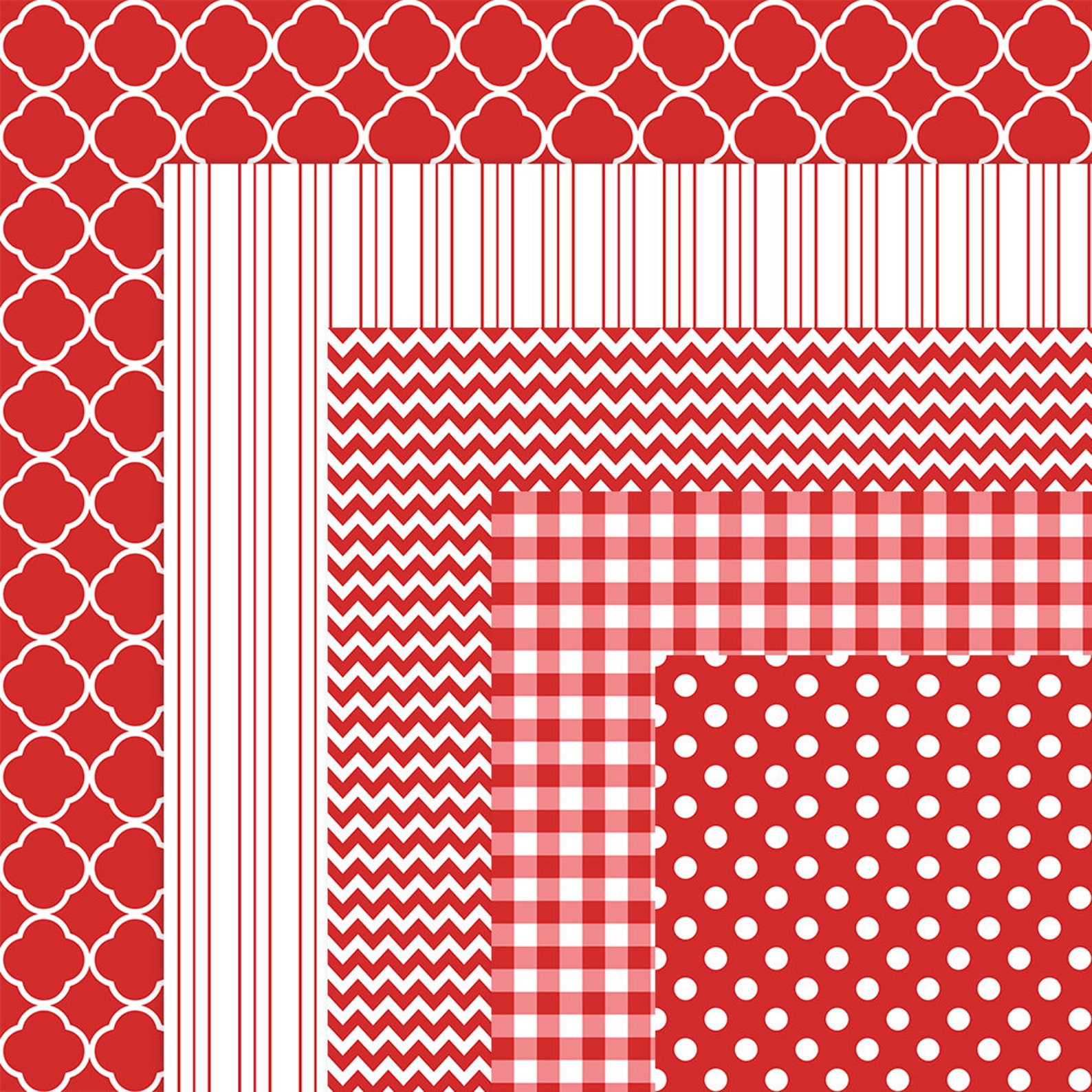 Red & White Digital Papers Red Backgrounds Scrapbook Paper | Etsy
