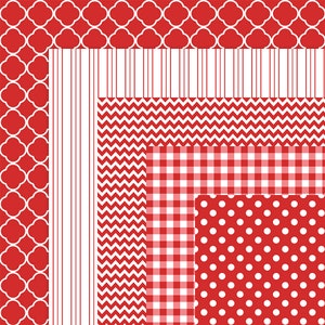 Red & White Digital Papers, Red Backgrounds, Scrapbook Paper, Printable ...