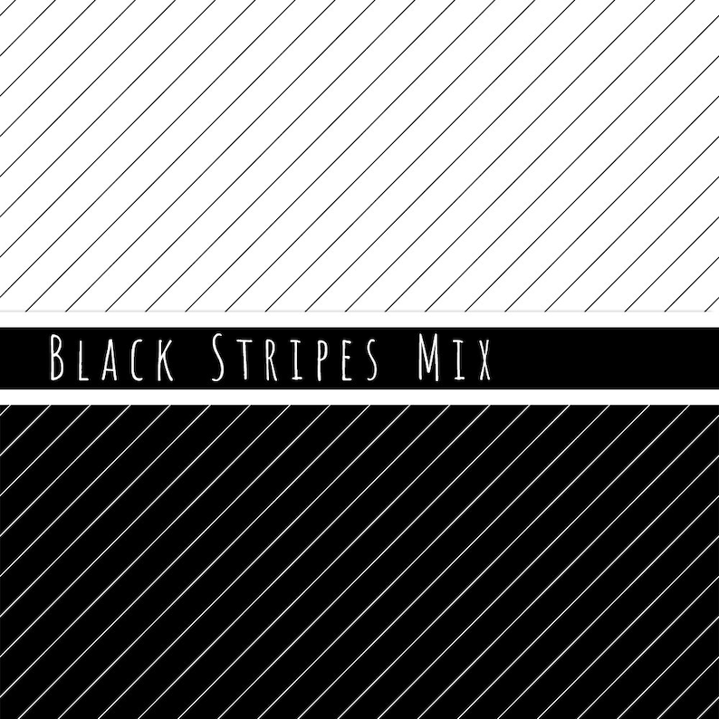 Black Stripes Mix, Digital Striped Papers, Striped Backgrounds, Black ...