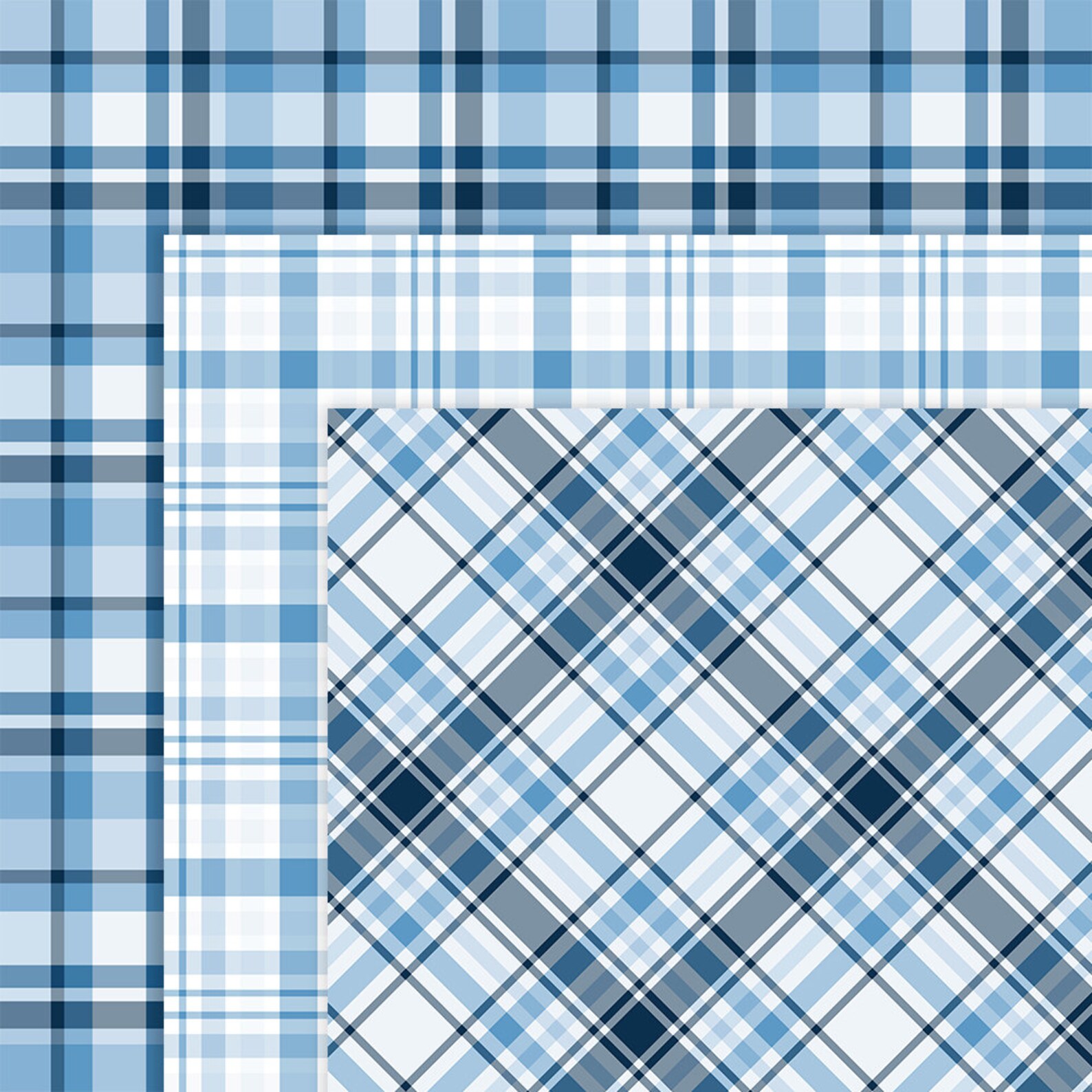Blue Winter Plaids Digital Paper Holiday Patterns Christmas | Etsy