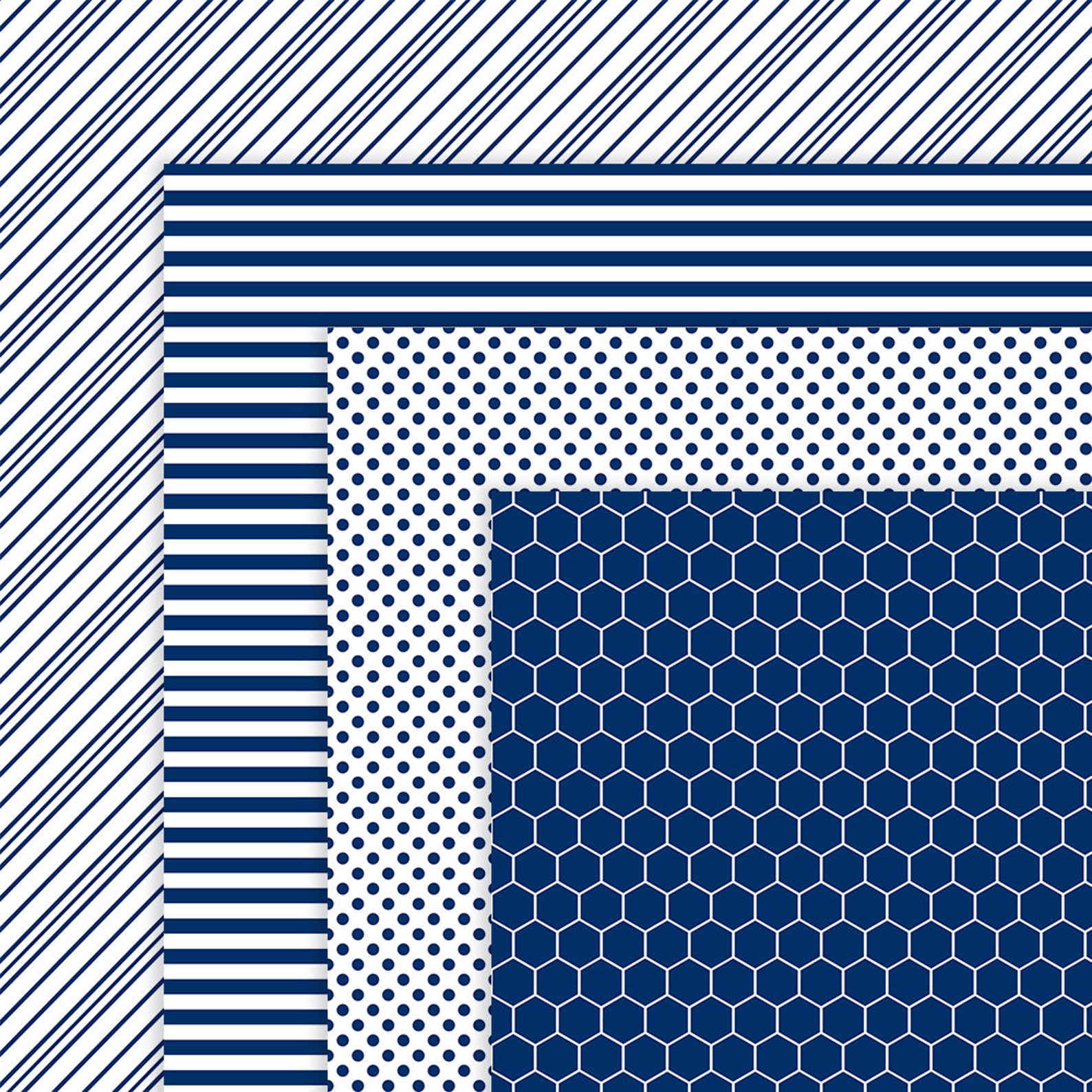Navy & White Paper, Digital Scrapbook Papers, Navy Backgrounds, Navy ...