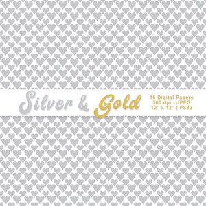 Silver and Gold Digital Paper, Scrapbook Patterns, Silver and Gold ...