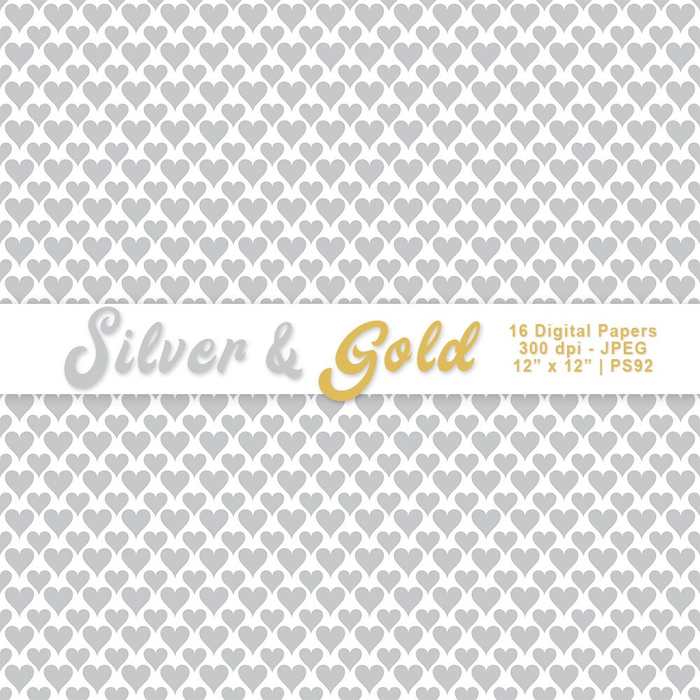 Silver and Gold Digital Paper Scrapbook Patterns Silver and - Etsy