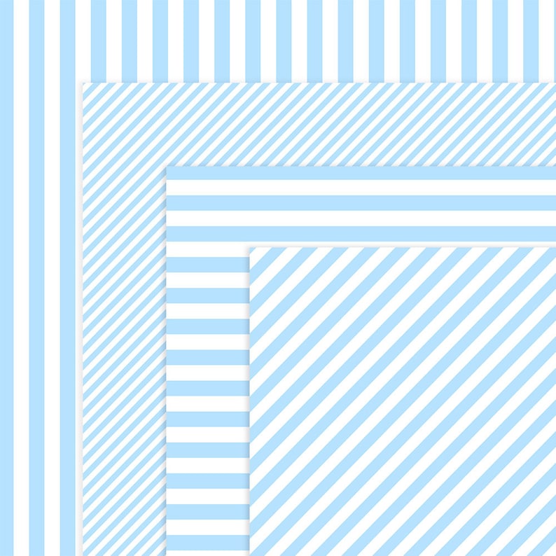 Baby Blue Digital Patterned Papers, Baby Shower, Baby Blue & White ...