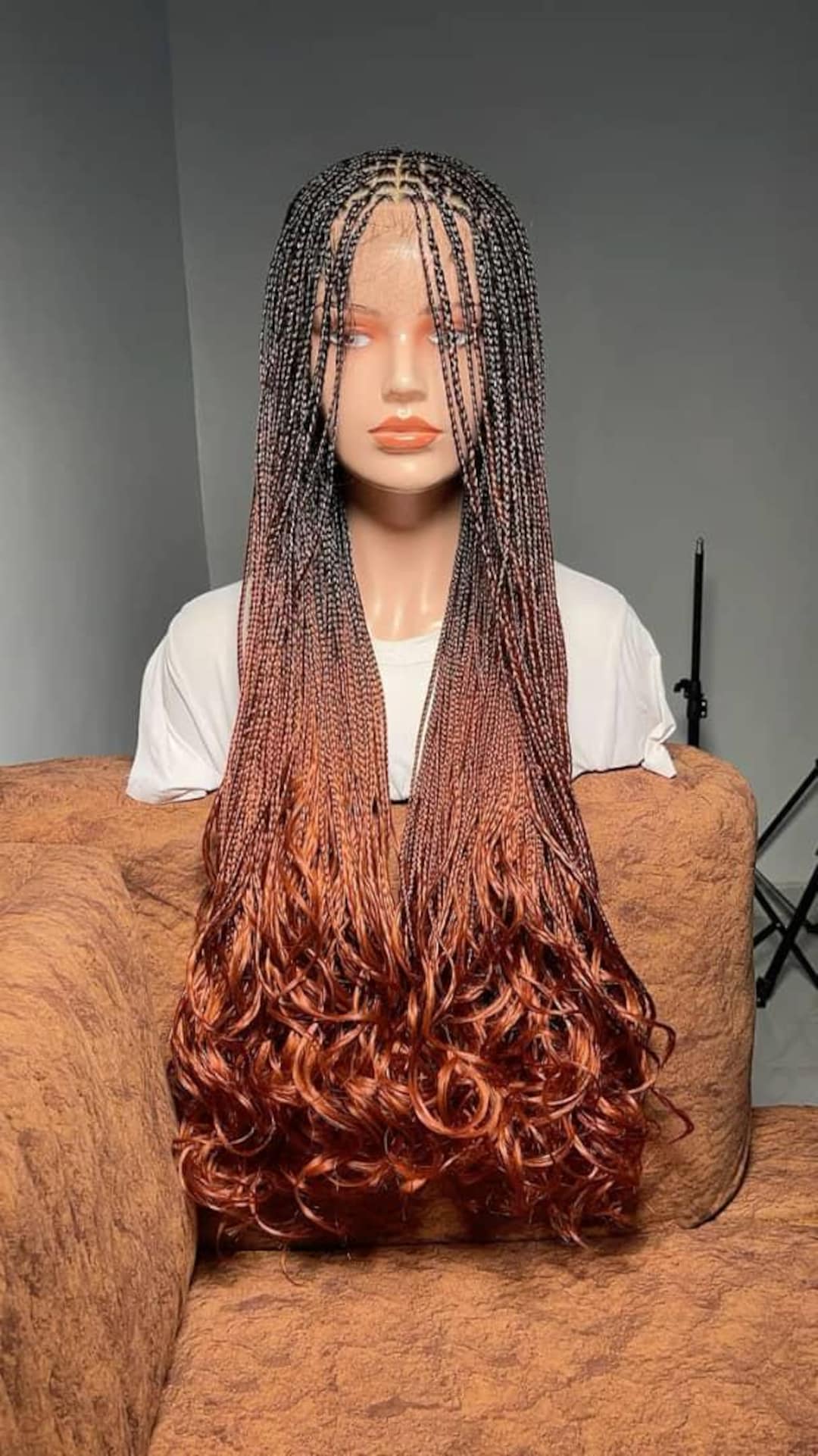 African Braided French Curls Braids Wig Lace Wig Ready to Wear - Etsy