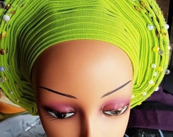 Green Gele and Sash | Etsy