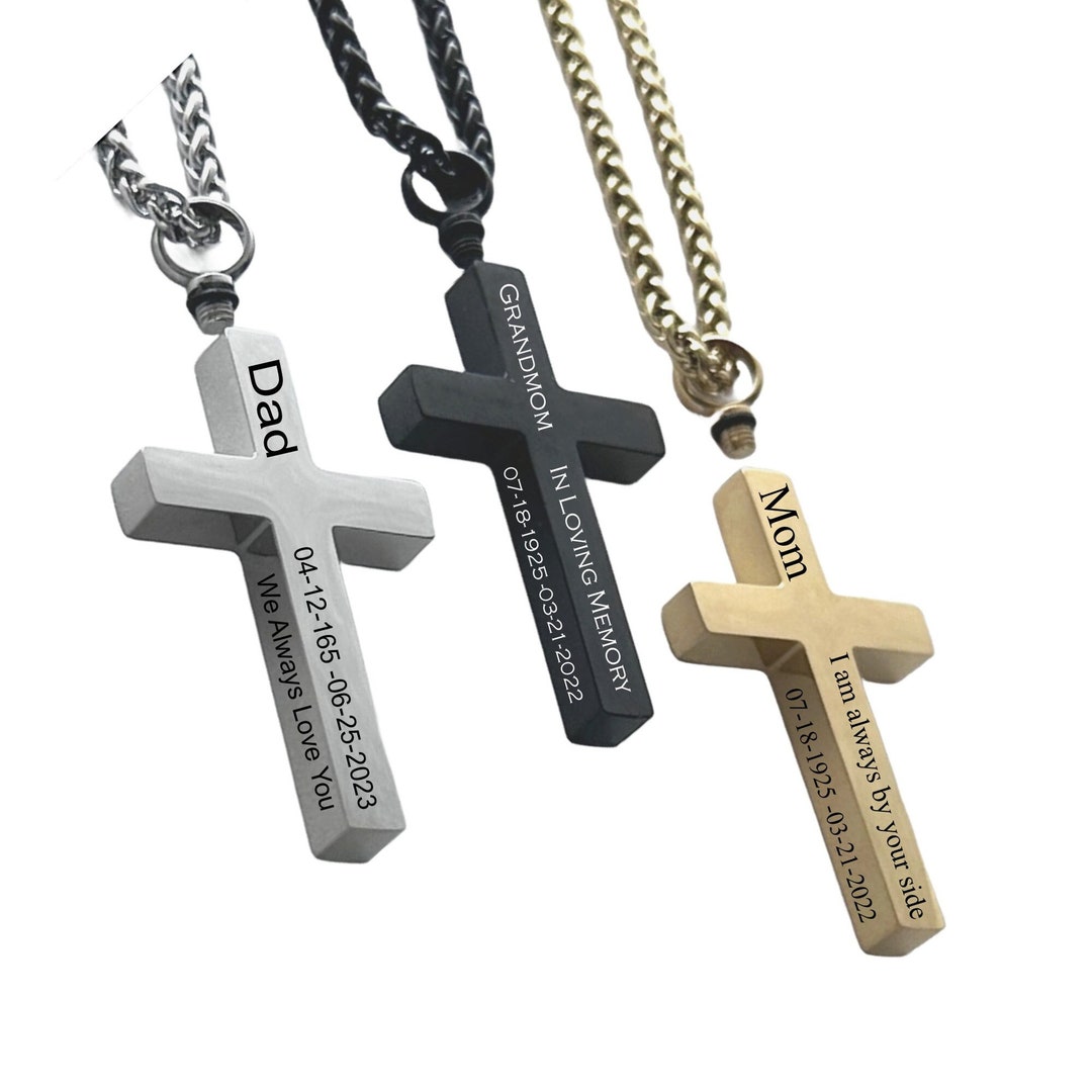 Personalized CREMATION CROSS URN Necklace Ashes Jewelry for Men, Women ...