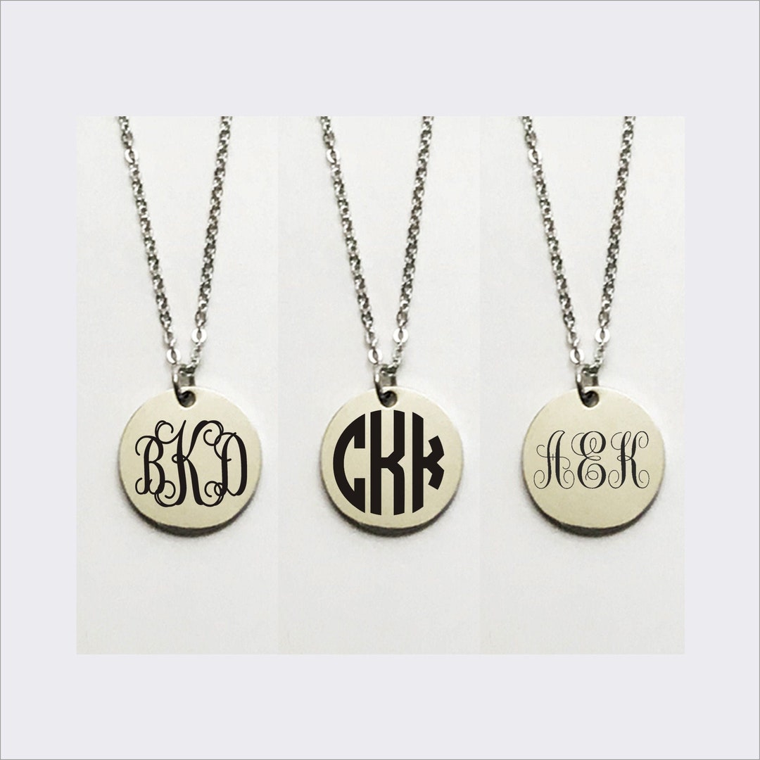 Personalized Monogram Disc Necklace: Stainless Steel Custom Initial ...