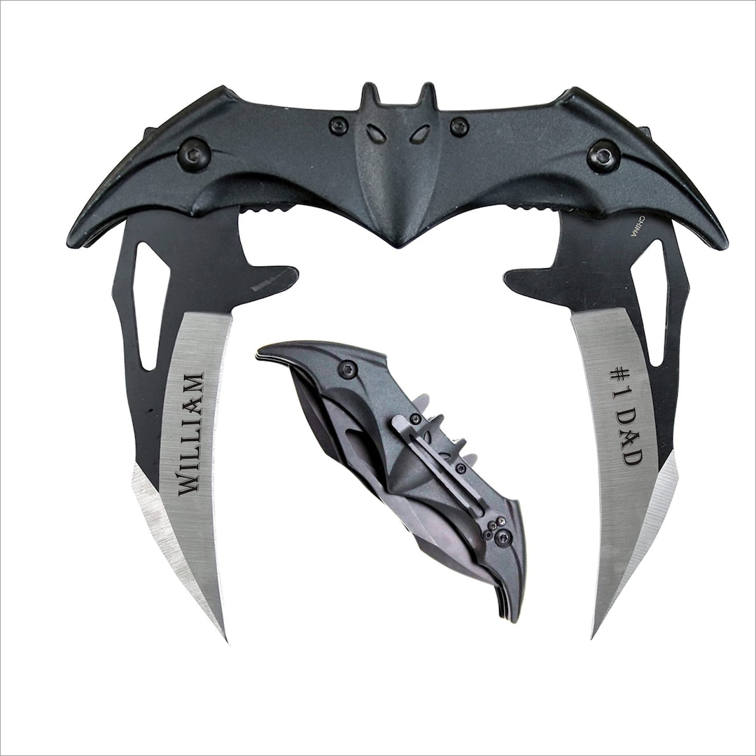 Personalized Bat Twin Blade Knife: Engraved Cosplay Gift - Etsy