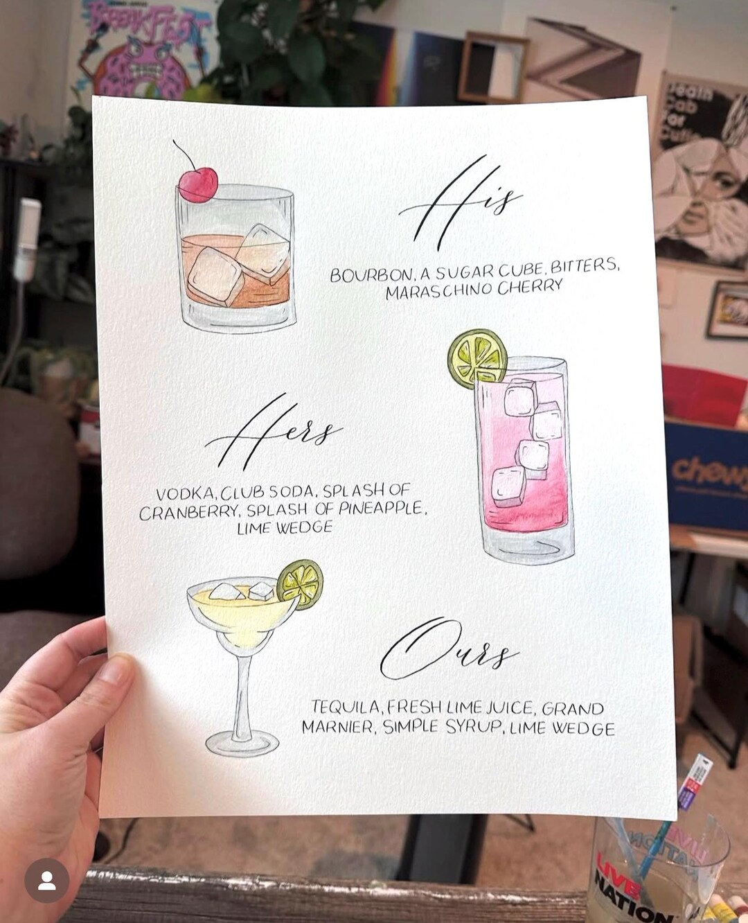 Custom Watercolor Signature Bar and Drink Menu for Weddings and Events ...