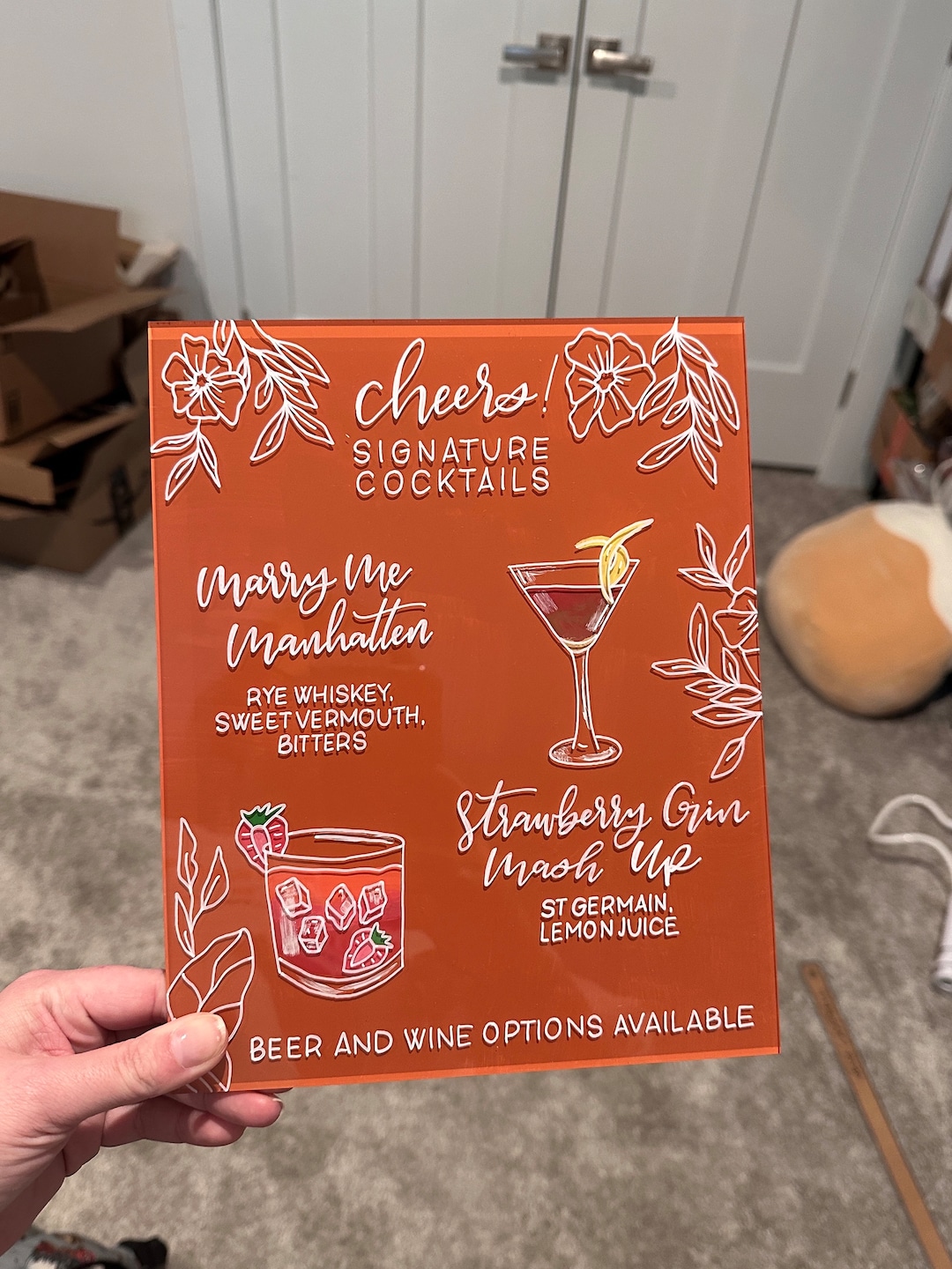 Custom Acrylic Bar Menu Sign for Wedding, Bar Menu Signage, Acrylic ...