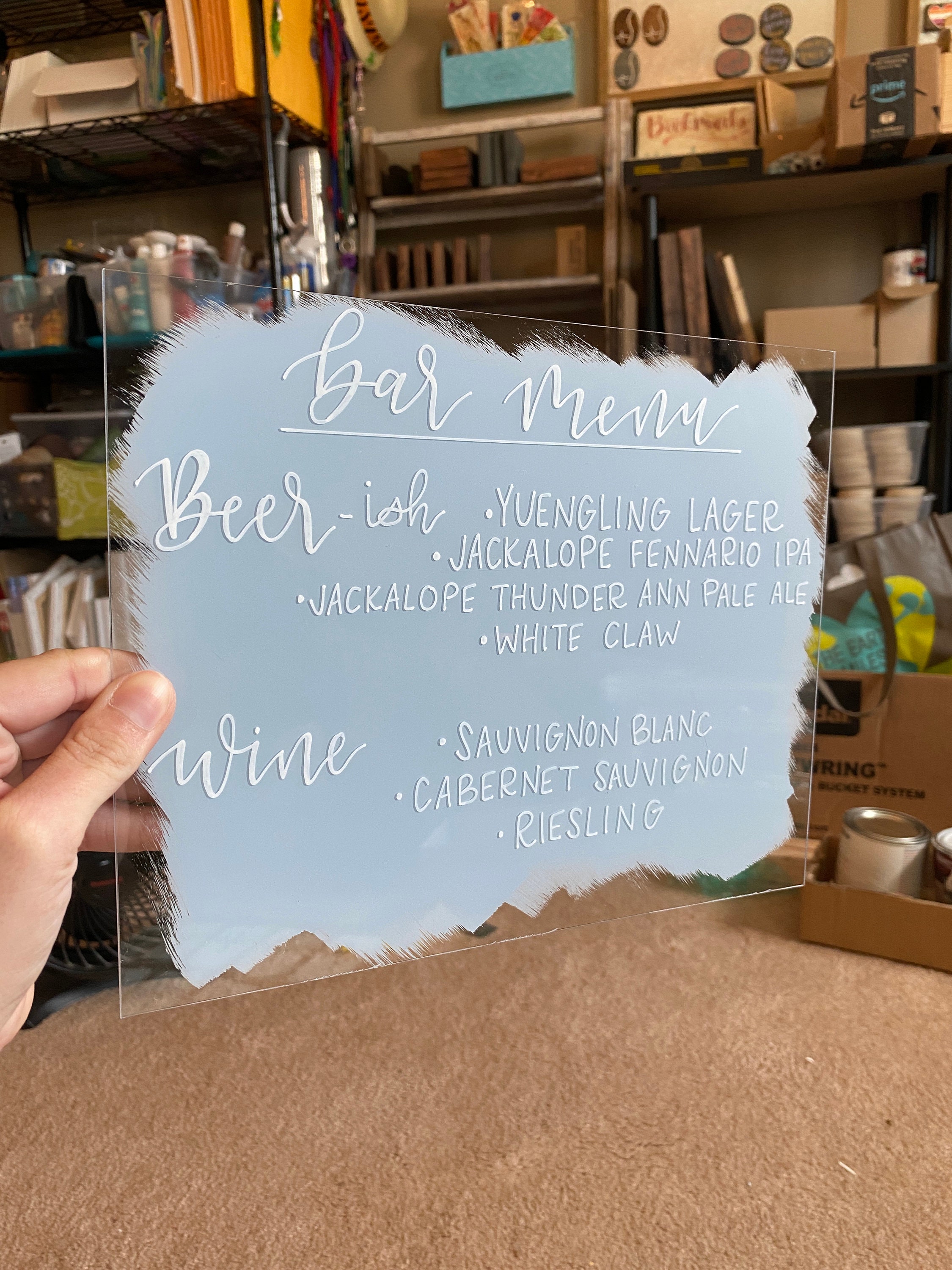 Custom acrylic bar menu sign for wedding bar menu signage | Etsy