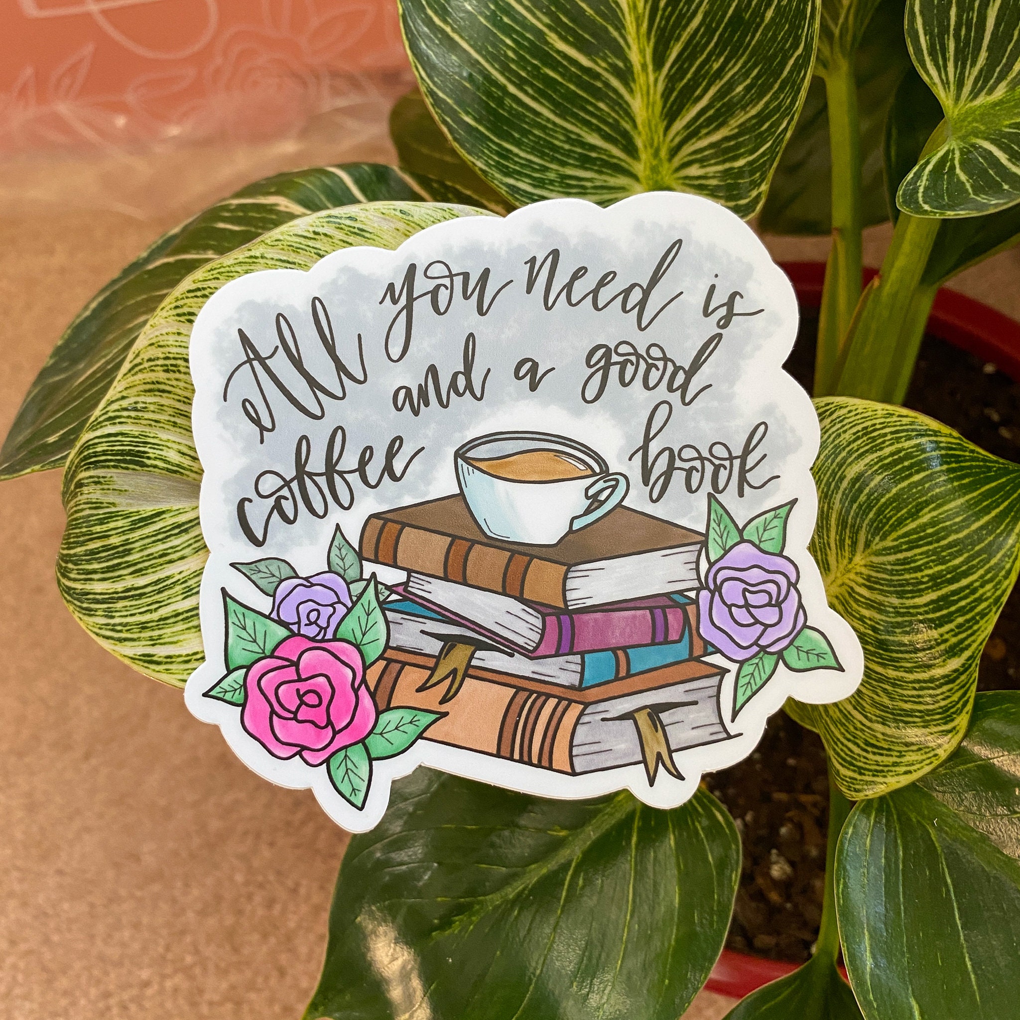 Coffee and Books STICKER Book Lover Gift Coffee Lover Gift - Etsy