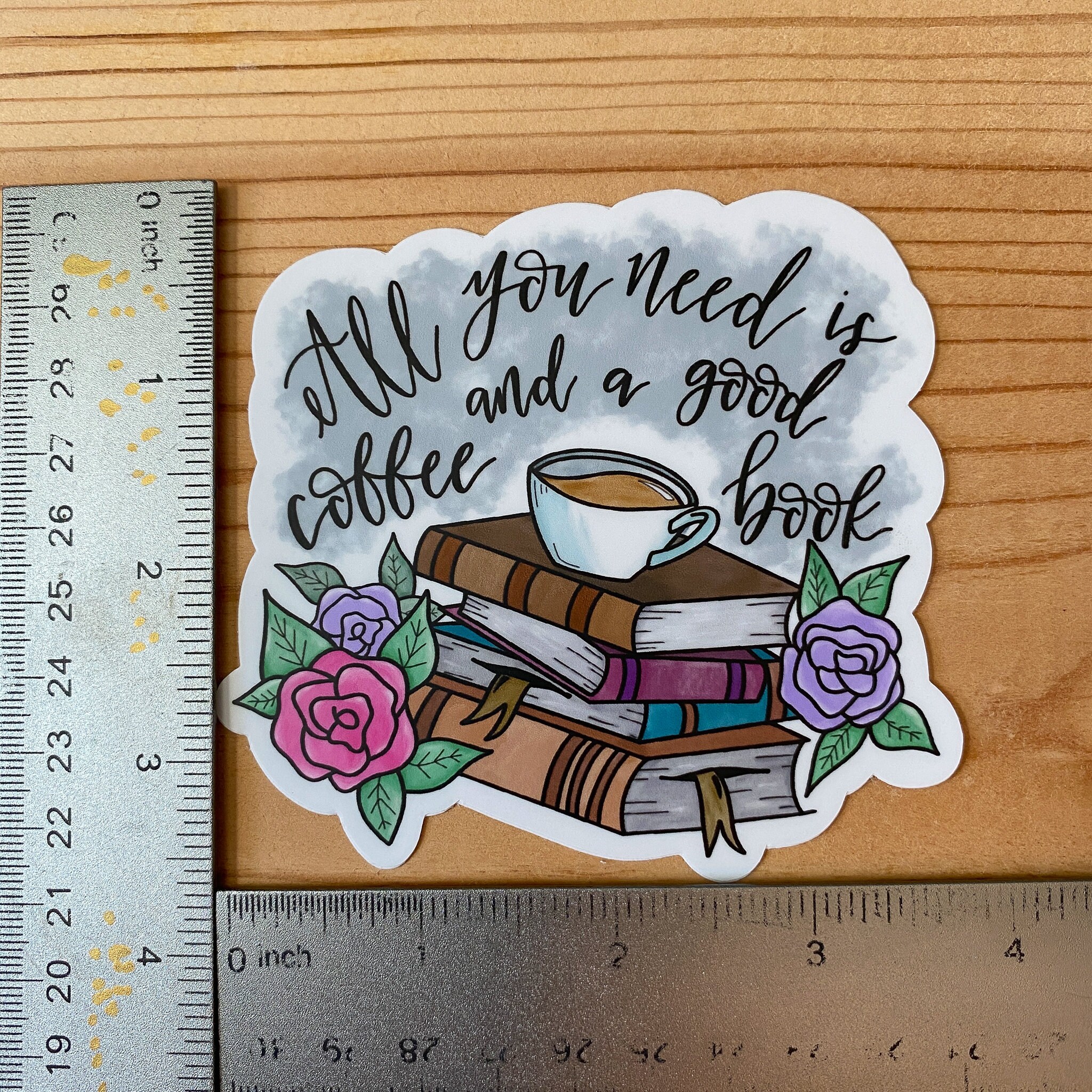 Coffee and Books STICKER book lover gift coffee lover gift | Etsy