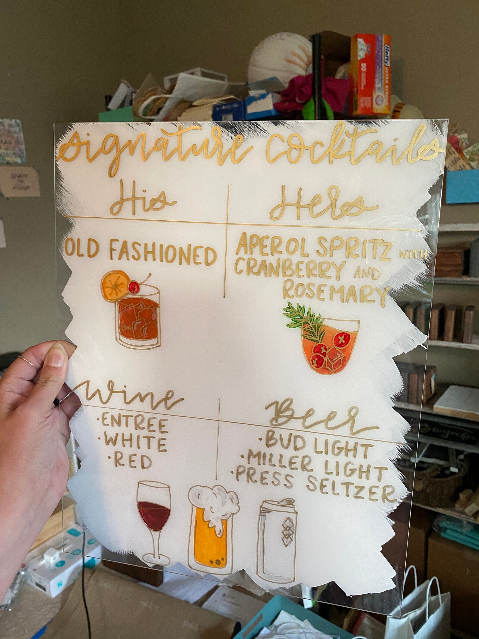 Custom acrylic bar menu sign for wedding bar menu signage | Etsy