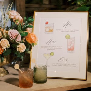 Custom Watercolor Signature Bar and Drink Menu for Weddings and Events ...