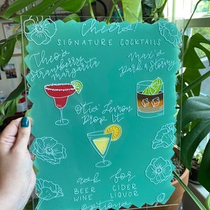 Custom Acrylic Bar Menu Sign for Wedding, Bar Menu Signage, Acrylic ...