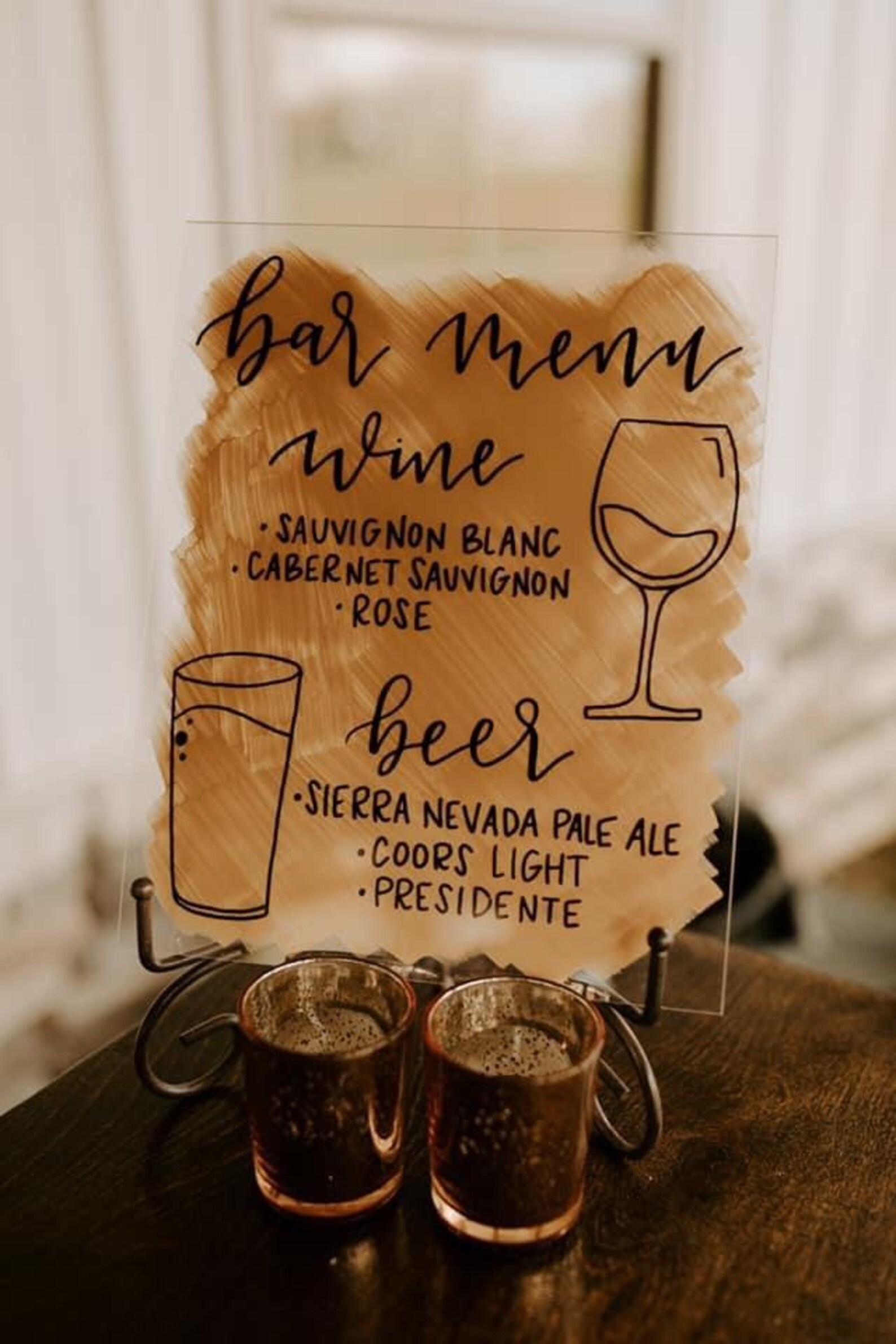 Custom acrylic bar menu sign for wedding bar menu signage | Etsy
