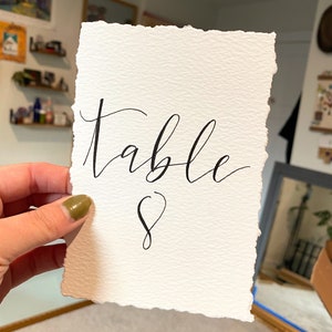 Table Number Inserts for Wedding Decor Frames, Hand Torn Deckled Edge ...